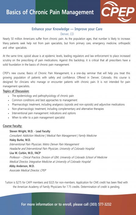 Pain Management Flyer 2018 | CPEP